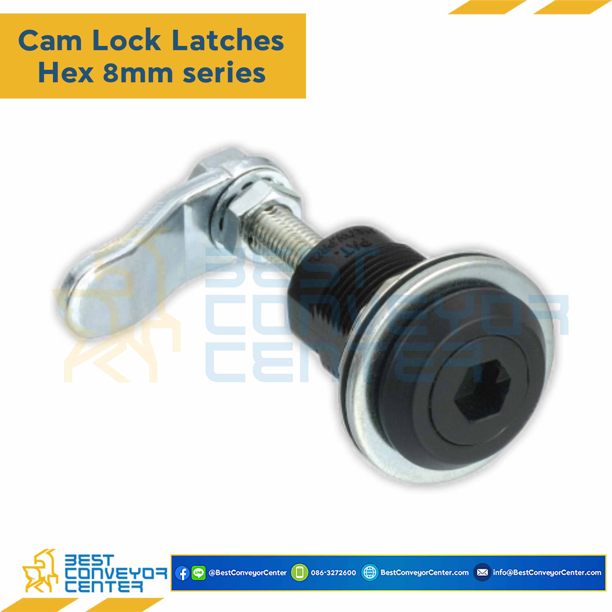Cam Lock Latches Hex 8mm.-Long Shaft Zinc Alloy-Black Pawl #19 : BZ ...